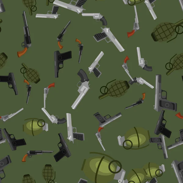 Military gun seamless pattern, automatic and hand weapon in magazine ...