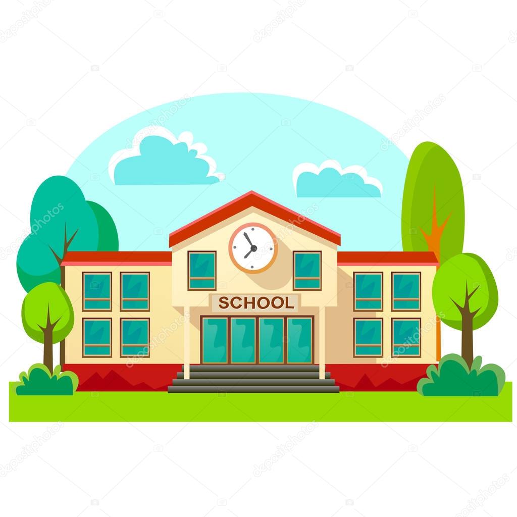 Moderno edificio de la escuela exterior, estudiante concepto de ciudad ...