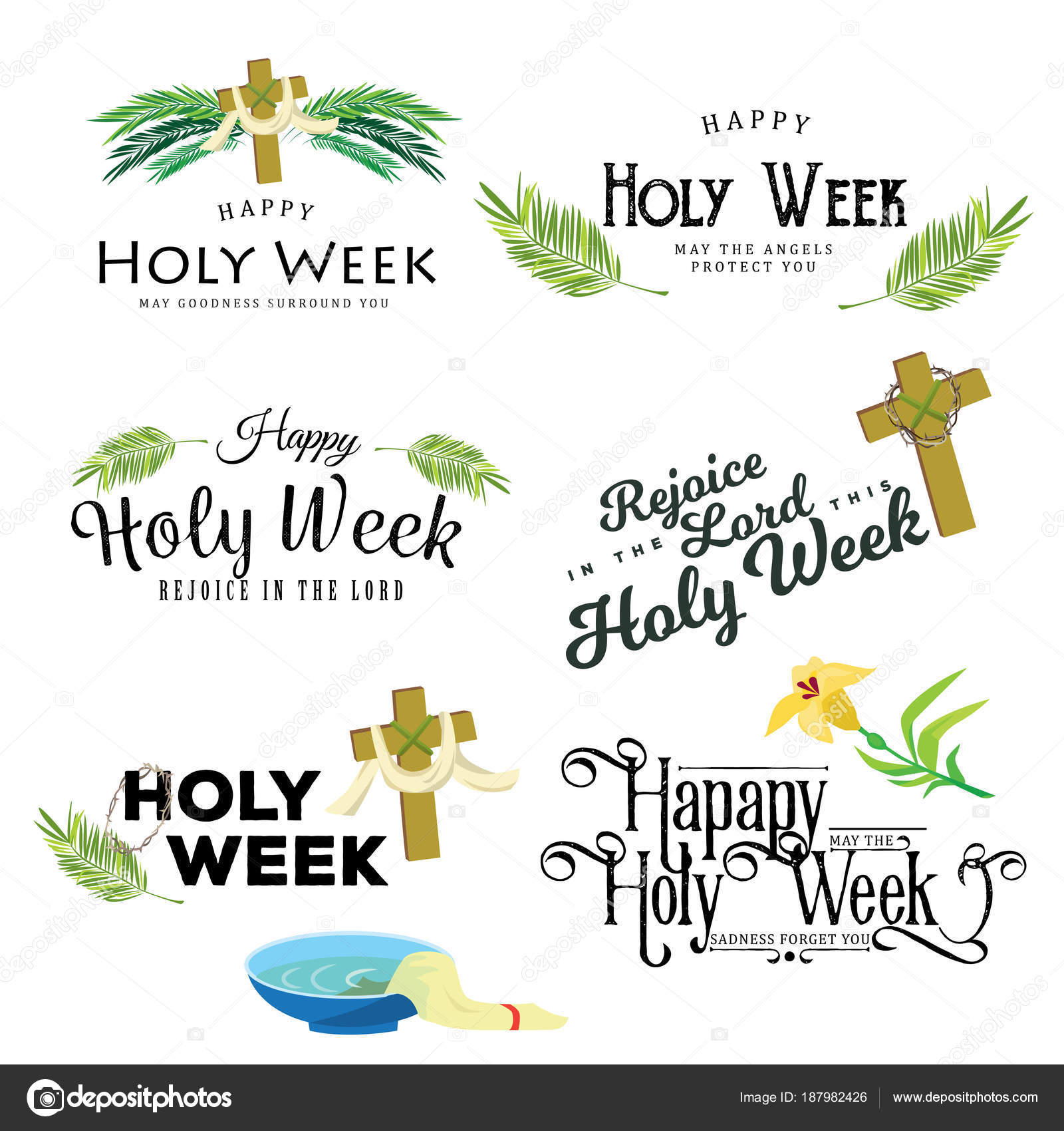 Set for Christianity holy week before easter, Lent and Palm or Passion ...