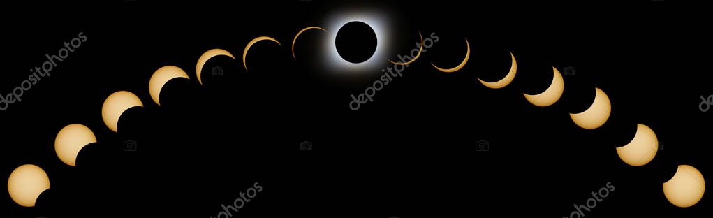 Fotos de Fases totales del eclipse solar. Eclipse solar compuesto ...