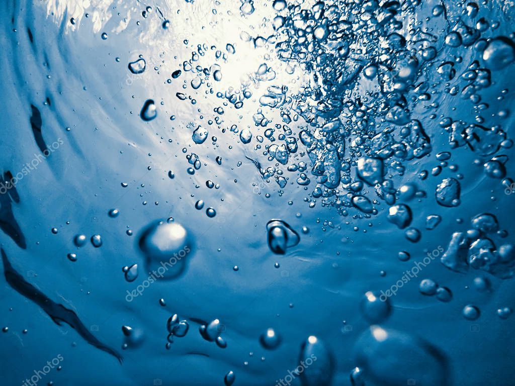 Underwater bubbles with sunlight. Underwater background bubbles ...