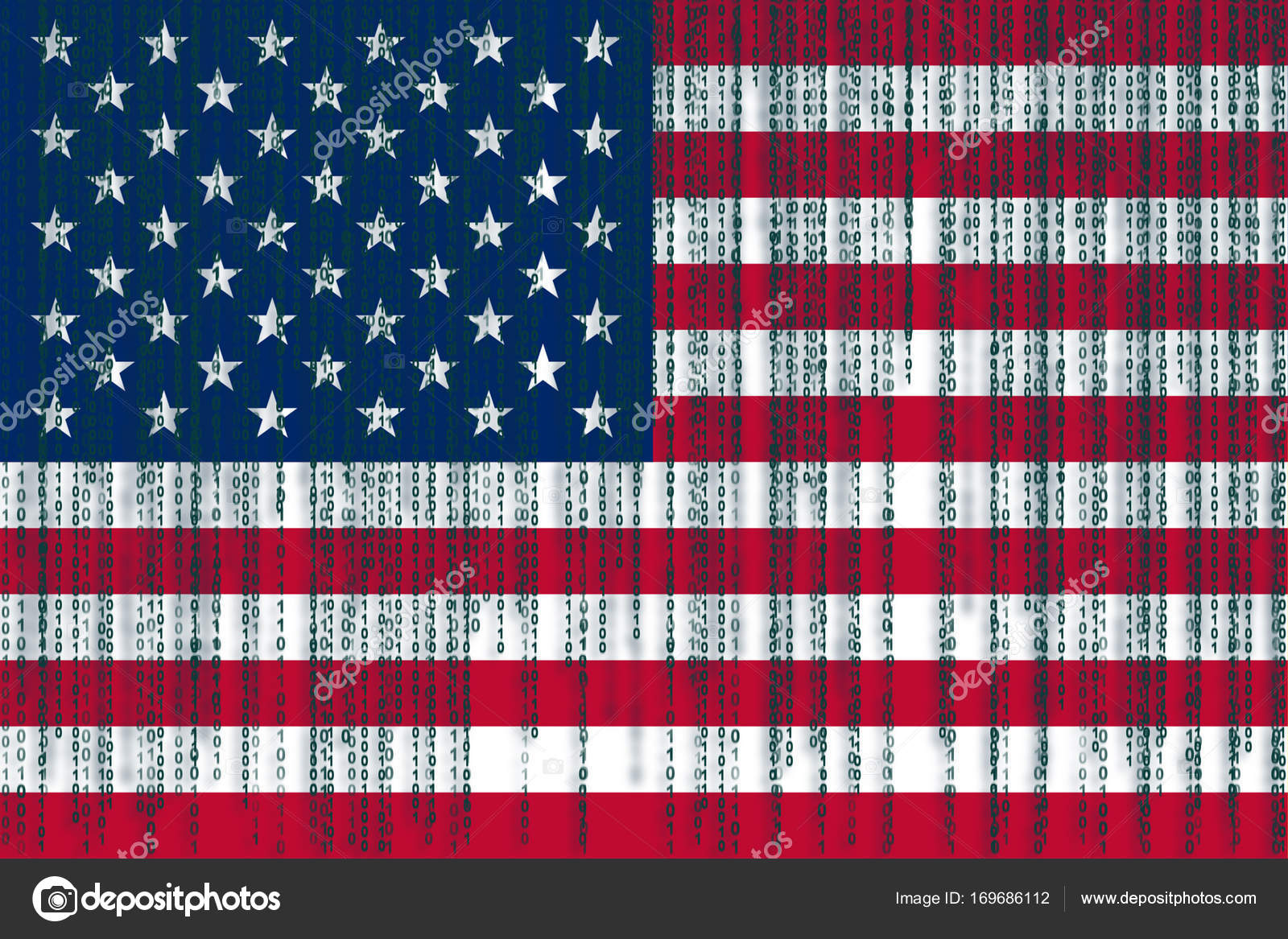 Data protection USA flag. American flag with binary code. — Stock Photo ...