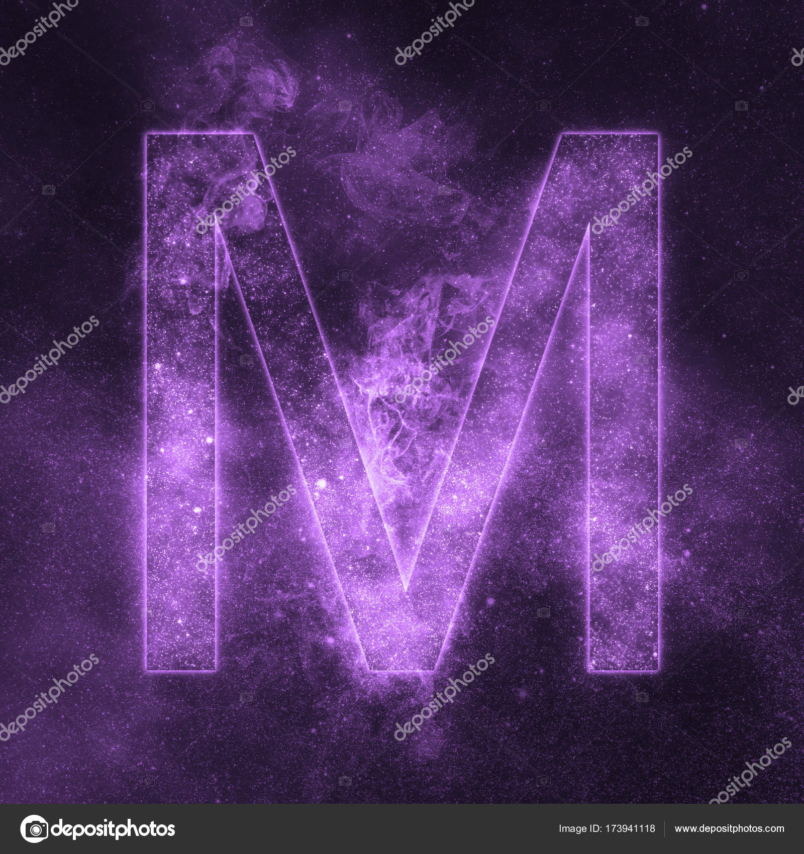 Letter M alphabet symbol. Space Letter, Night Sky Letter. — Stock Photo ...