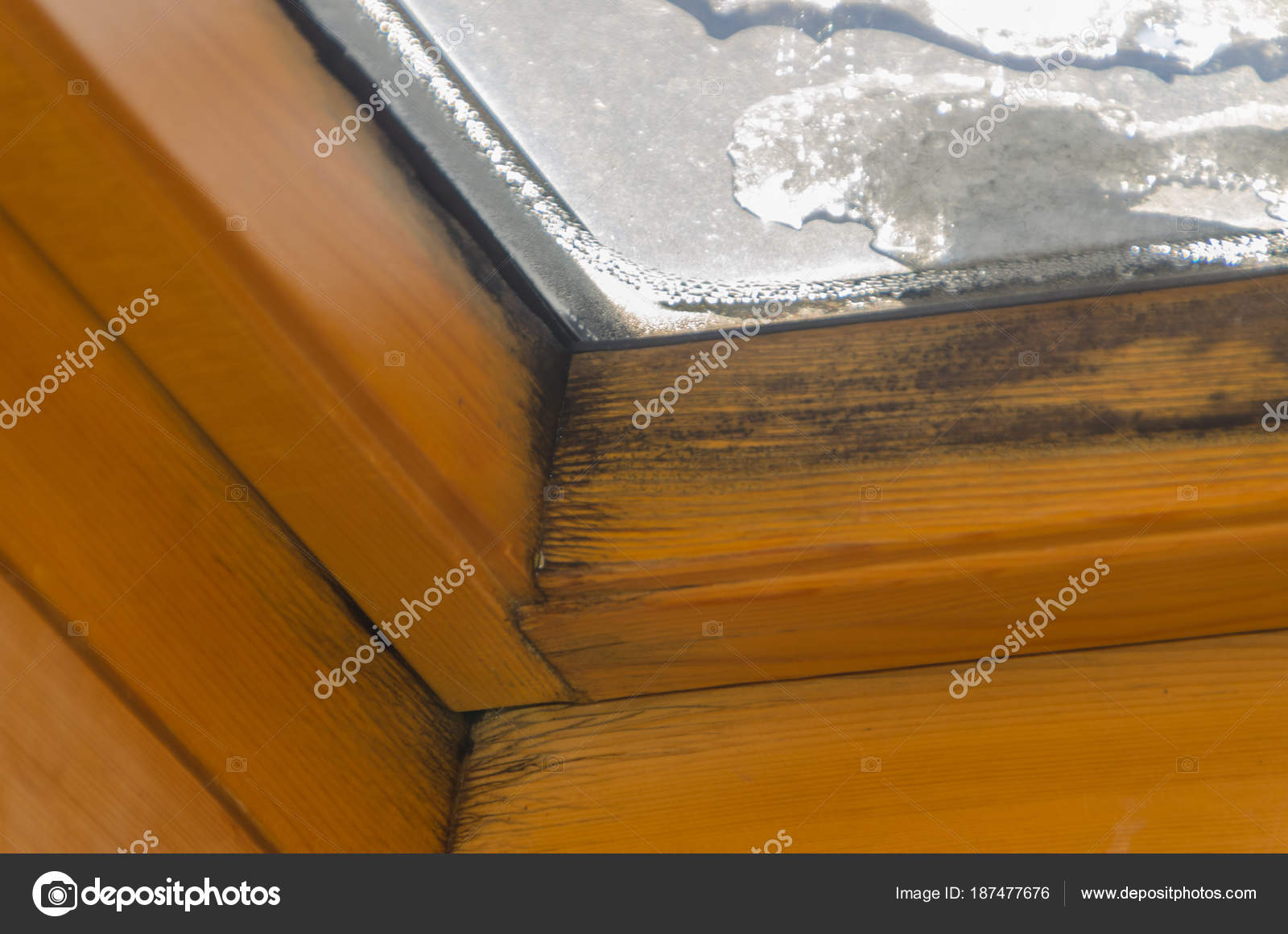 Black mold on the window frame, after the leak — Stock Photo © P ...
