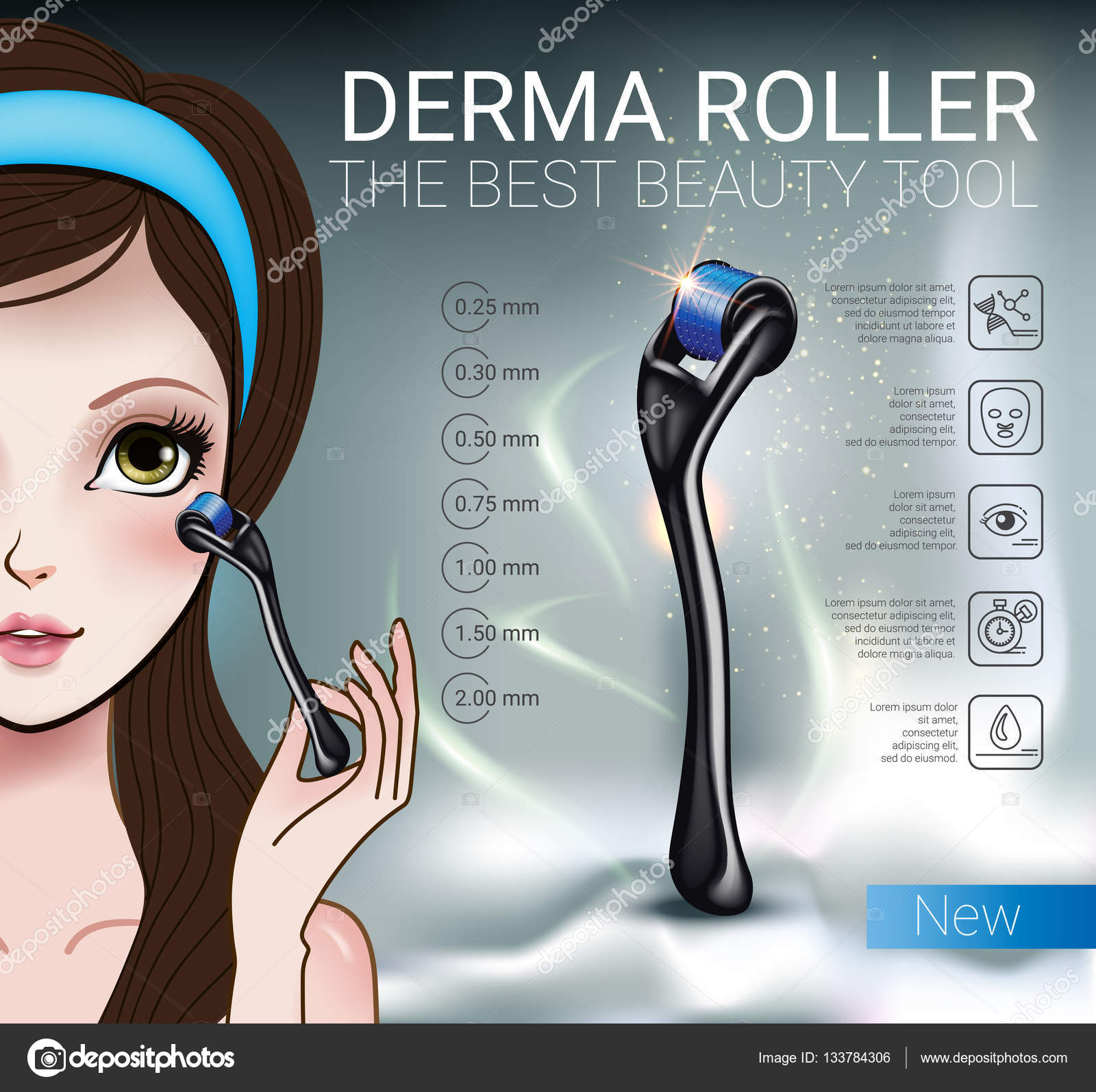 Vector Illustration with Manga style girl and derma roller. — Stock ...