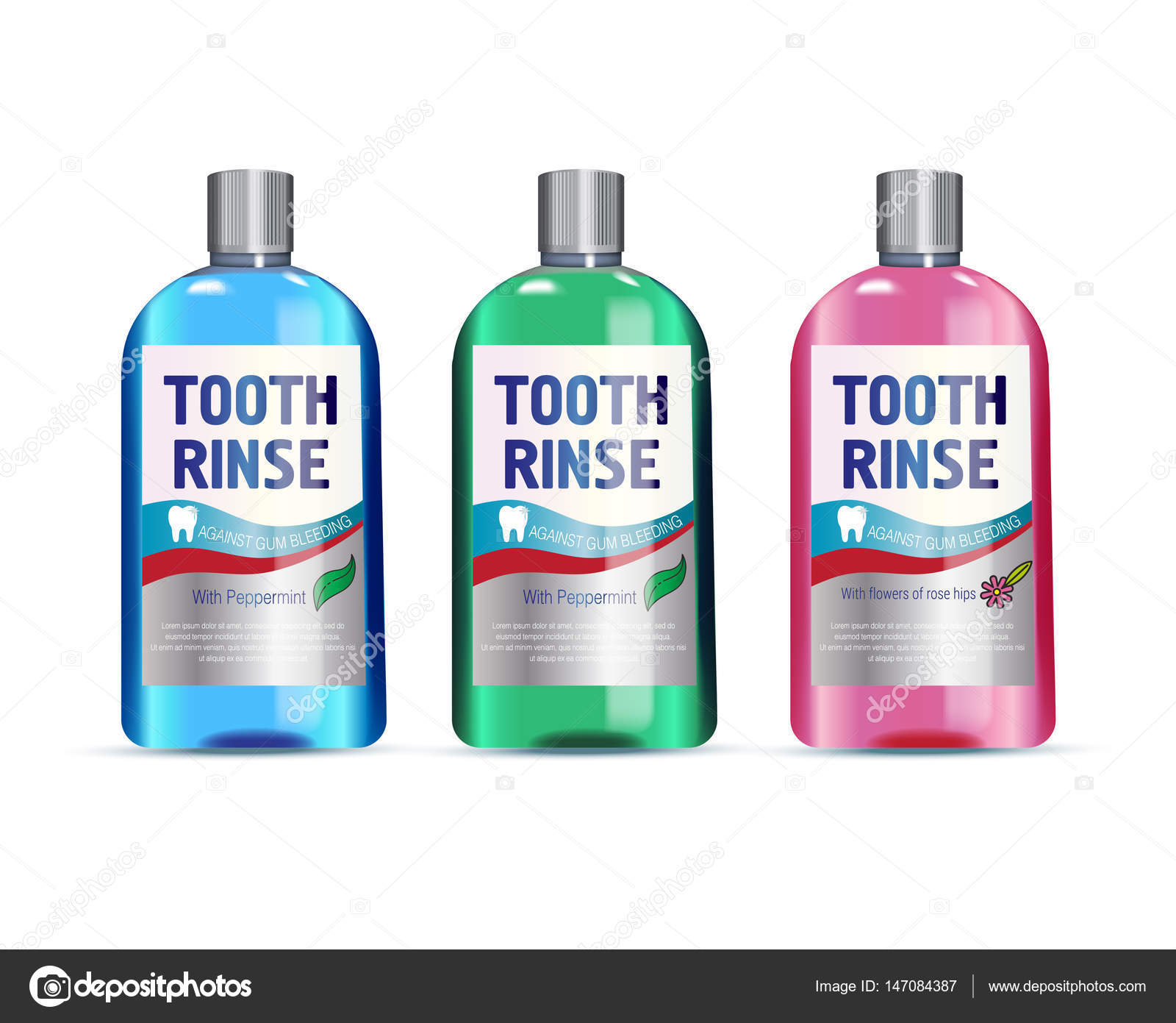 Mouth rinse in different colors of bottles. Stock Vector Image by ©ant ...