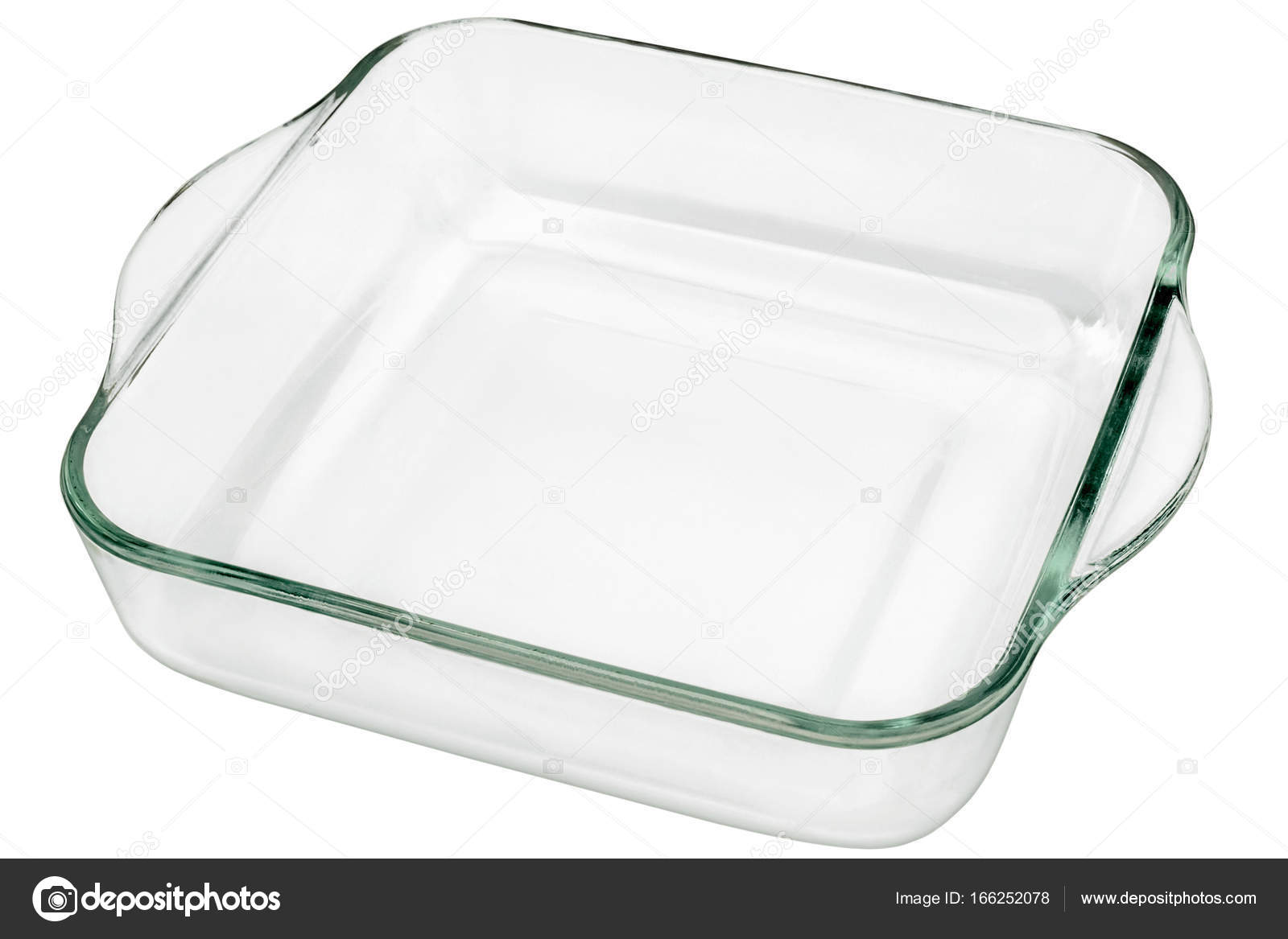 Large Rounded Square Glass Baking Pan With Curved Handles Isolated On ...