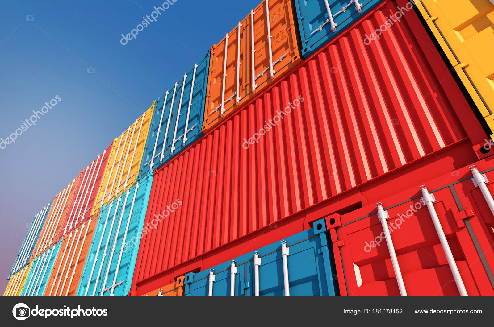 Stack of containers box, Cargo freight ship for import export bu Stock ...