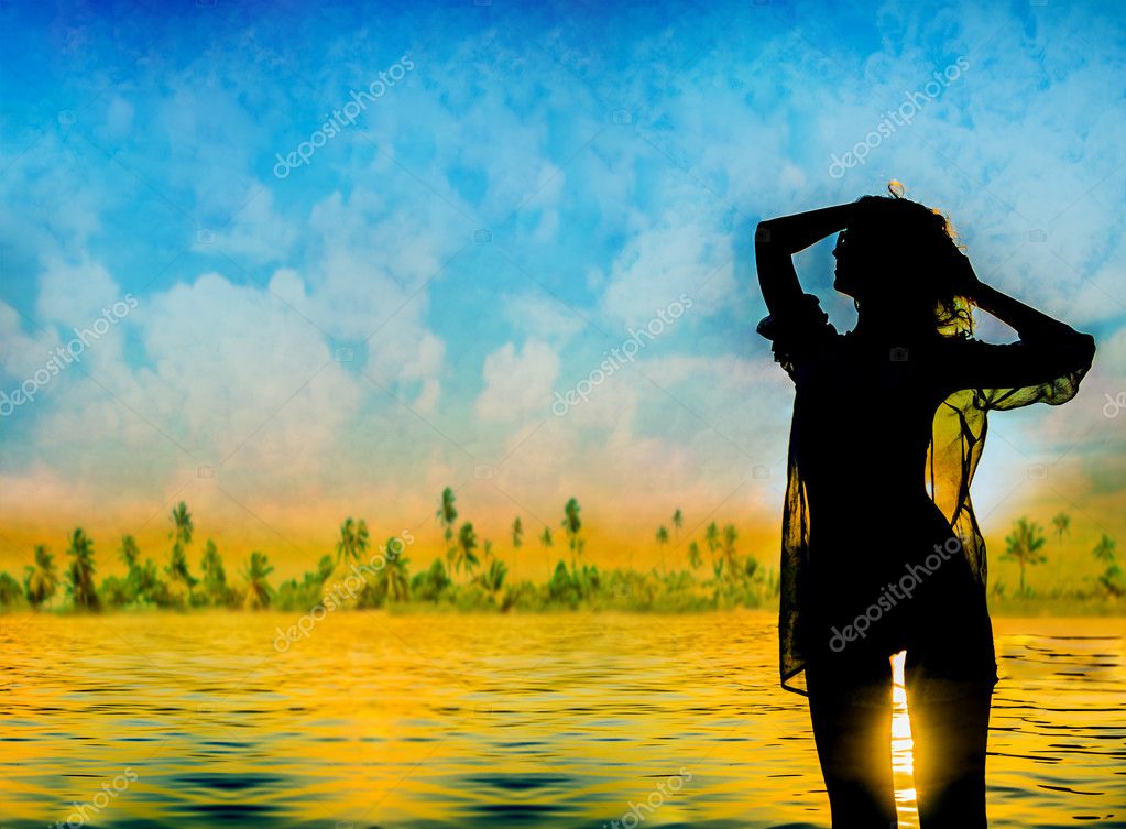 Model posing at water texture — Stock Photo © borjomi88 #125933938