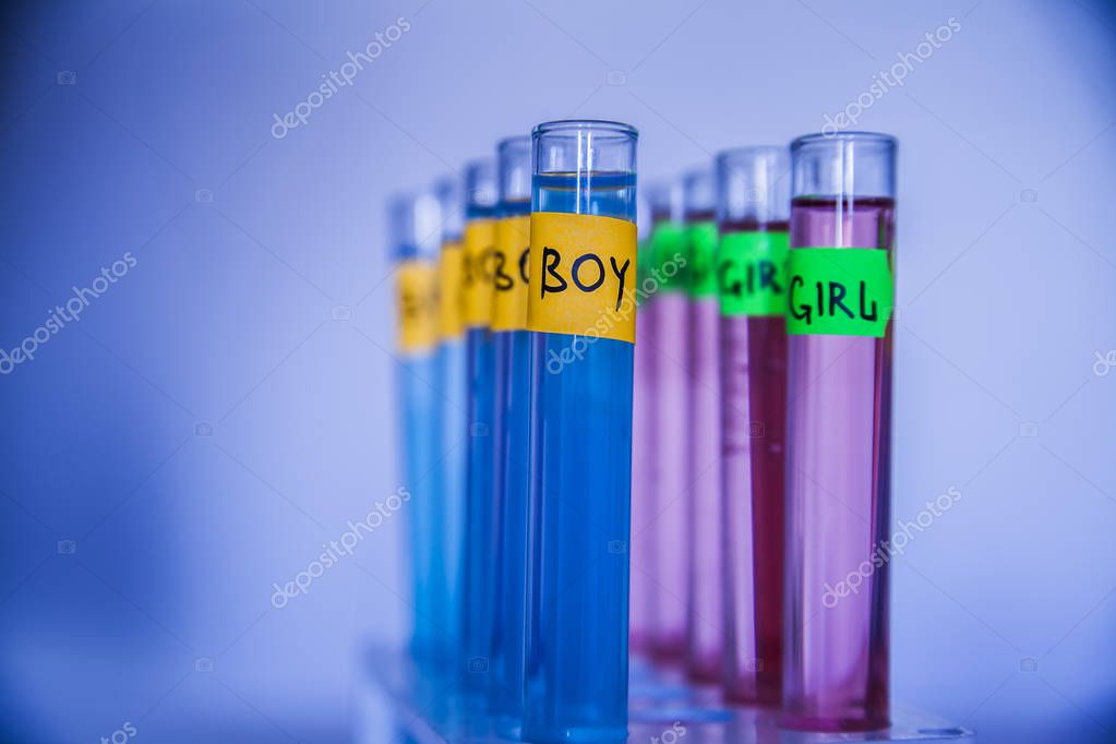 Pink and blue test tubes. — Stock Photo © borjomi88 #128847182