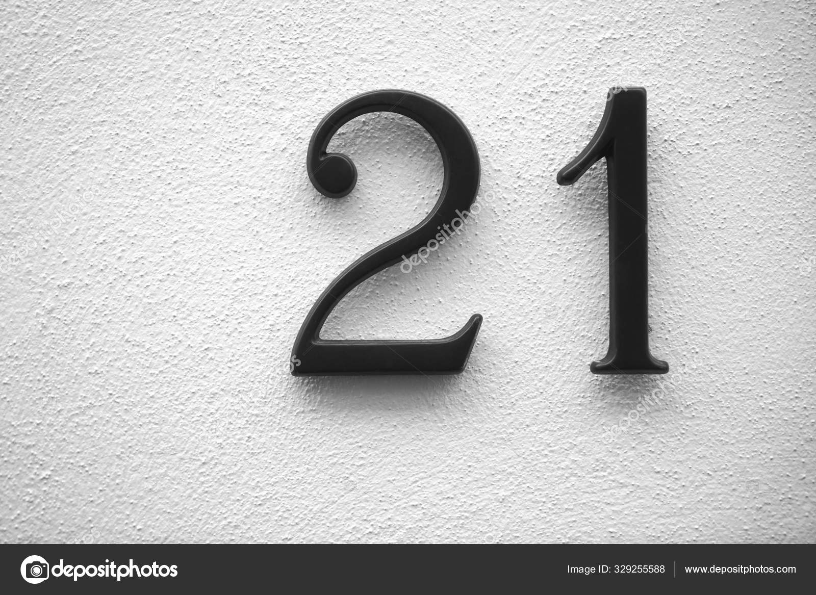 Metal Number House Number White Wall Background Twenty One Digit ...