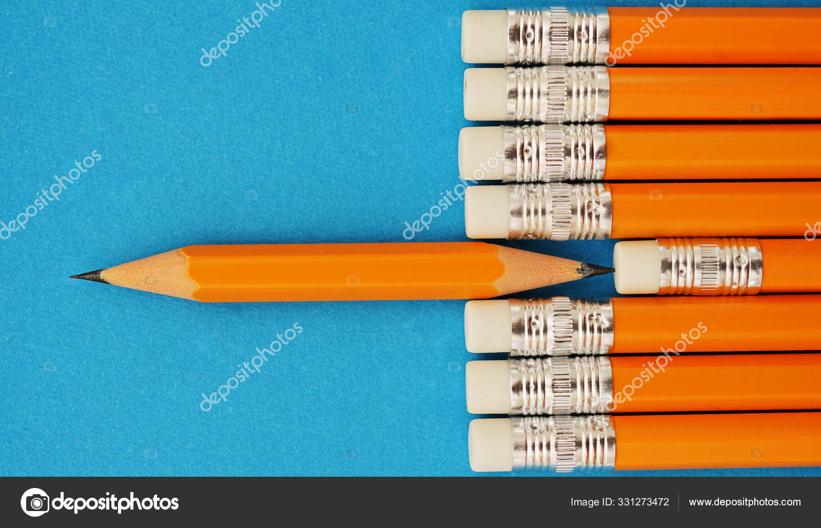Inverted One Sharp Small Pencil Rises Rest Yellow Pencils Isolated ...