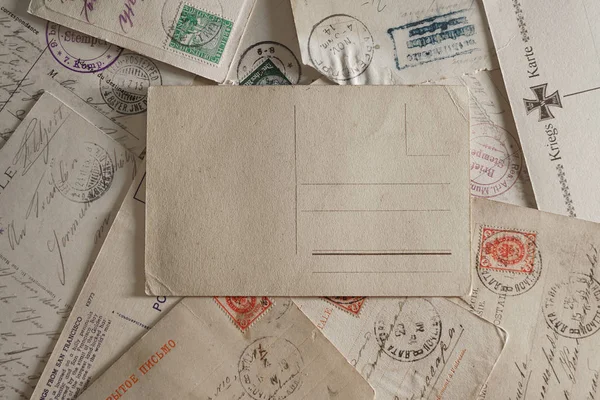 Open empty diary book, old letters, french postcards. scrapbook — Stock ...