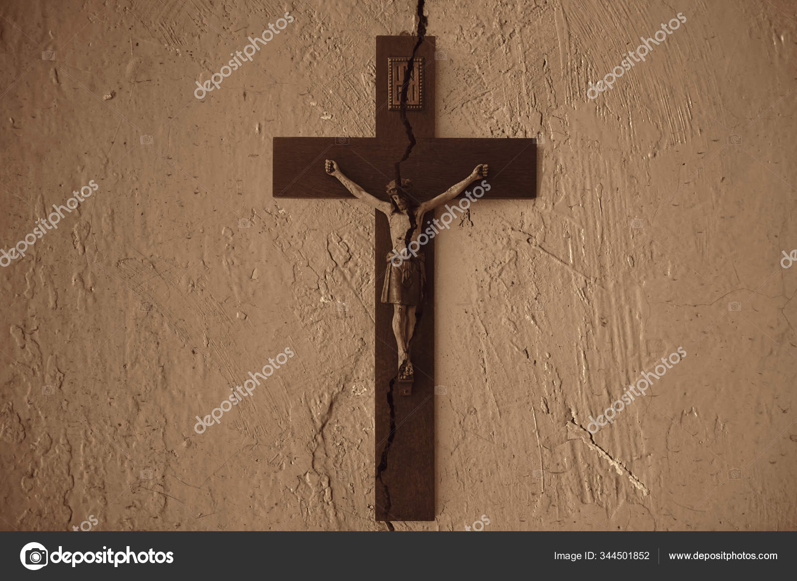Crack Wall Depicting Cross Split Churches Concept Cracked Catholic ...