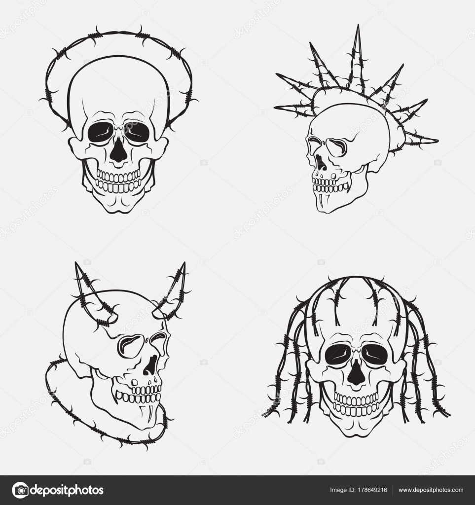 Vector skull symbols set. Collection of dark skulls Stock Vector Image ...