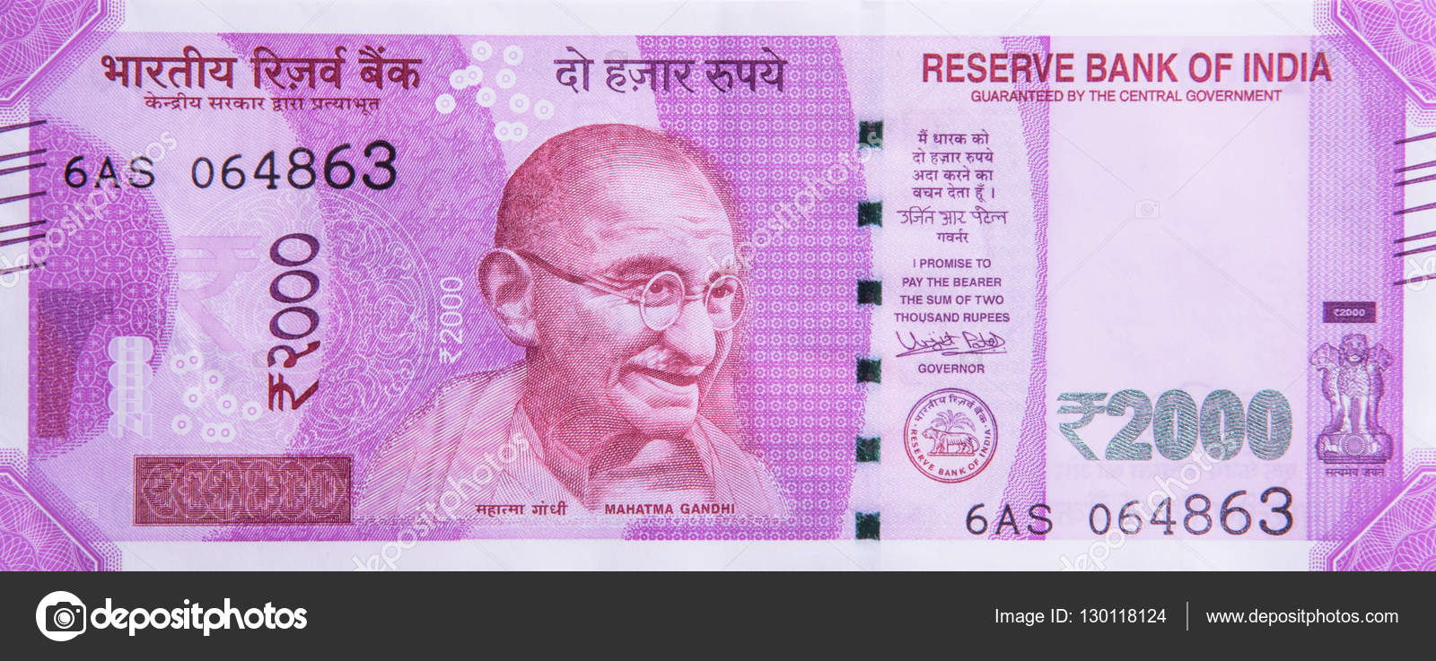 Indian new currency note of rupees 2000 with photo of gandhiji ...