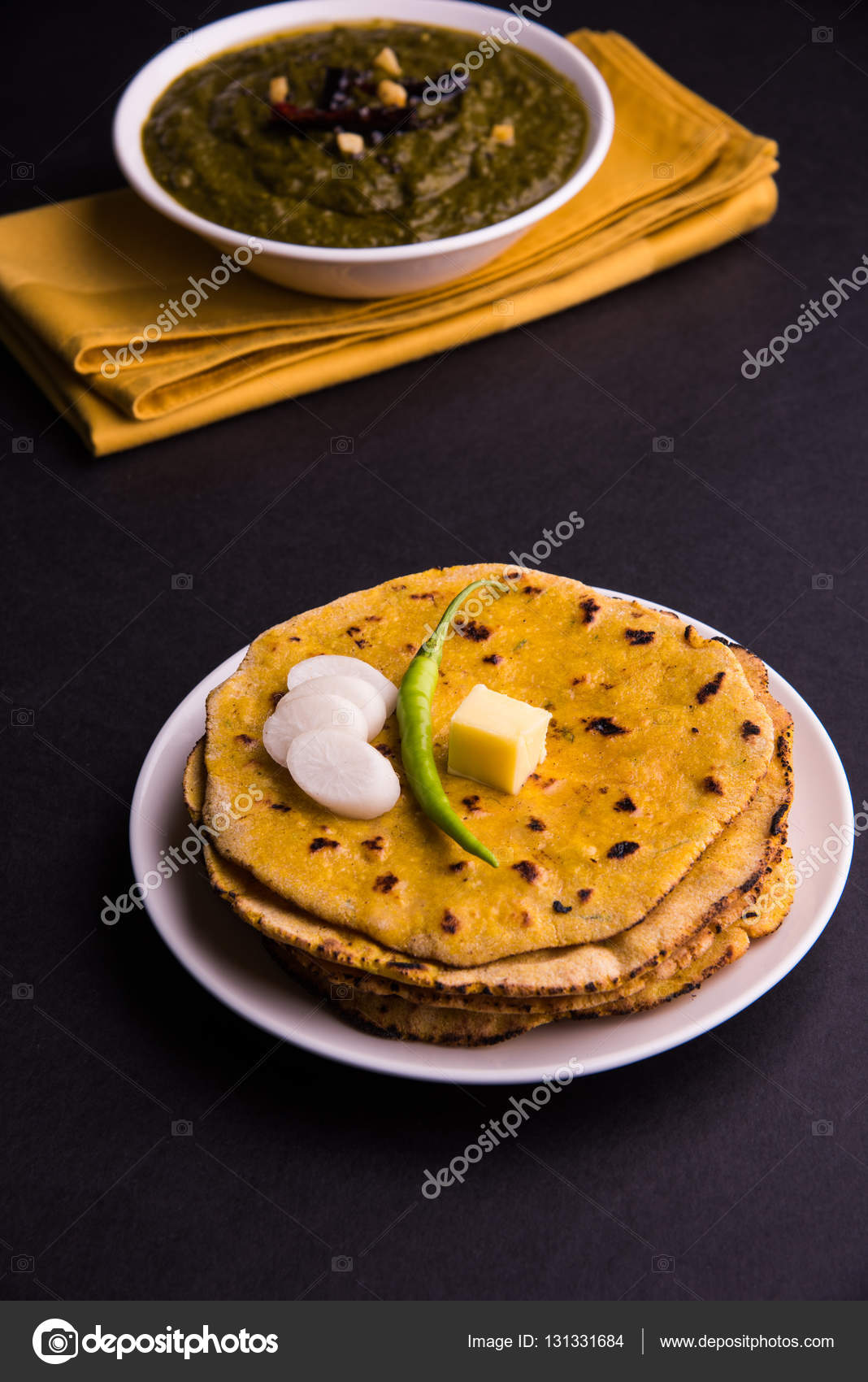 Makki di roti and sarso ka saag, famous north indian food Stock Photo ...
