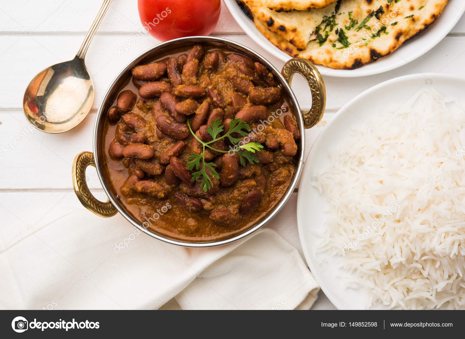 Kidney bean curry or rajma or rajmah chawal and roti, typical north ...