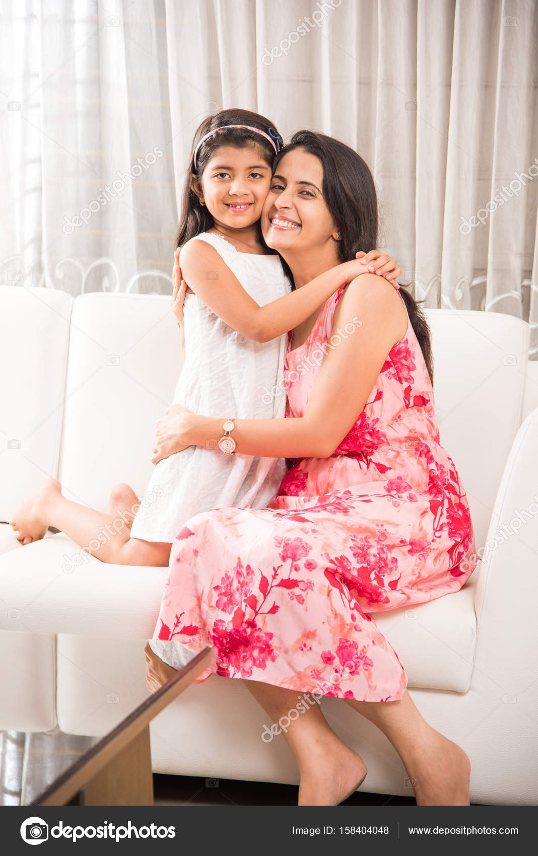 Indian Smart Mother Hugging Her Cute Daughter Portrait Of Happy Indian Mother And Daughter
