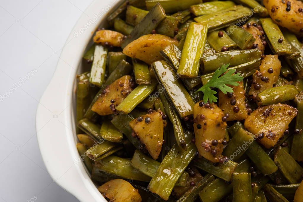 frijol frijol frijol frijol curry o gawar o gowar ki sabji, enfoque ...