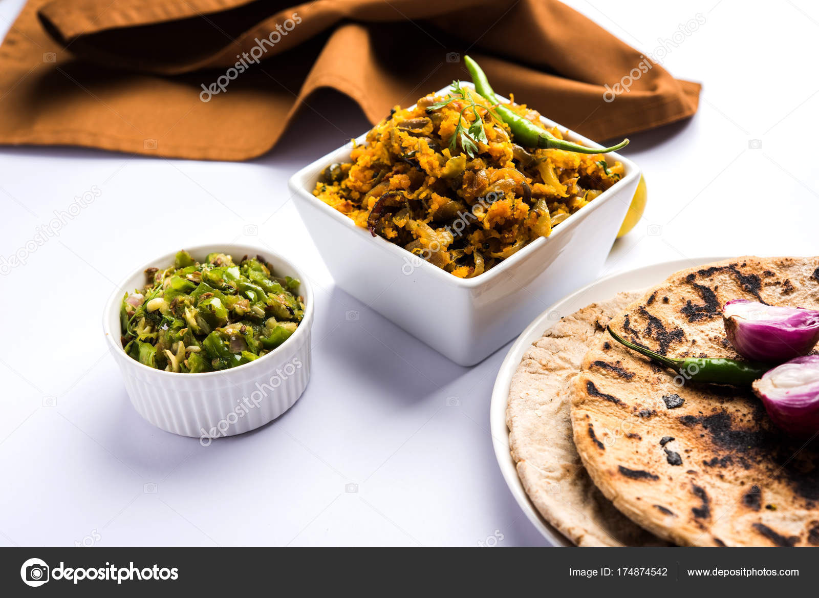 Zunka Bhakar Pithla Pitla Popular Vegetarian Recipe India — Stock Photo ...
