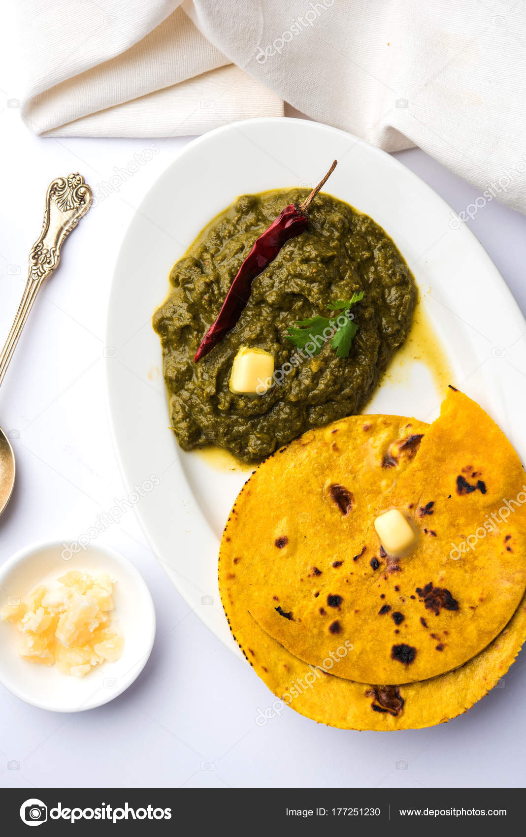 Sarson Saag Makki Roti Popular North Indian Main Course Menu — Stock ...