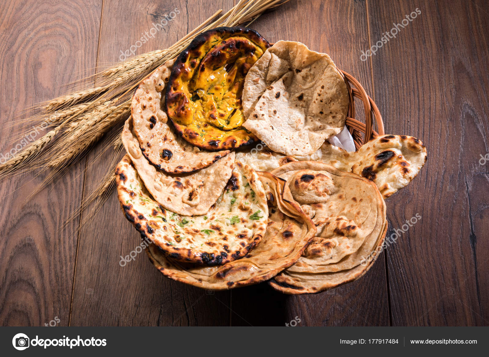 Assorted Indian Bread Basket Includes Chapati Tandoori Roti Naan ...