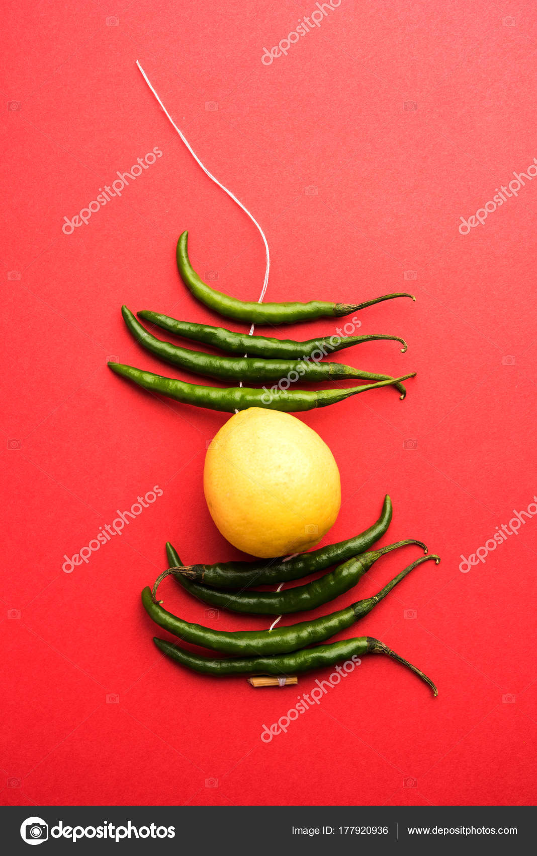 Lemon Chilies Hanging Indian Superstitious Lemon Green Chillies Tied ...