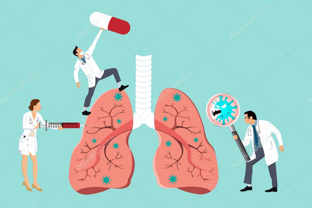 Médico que inspecciona los afectados de daño de las células del ...