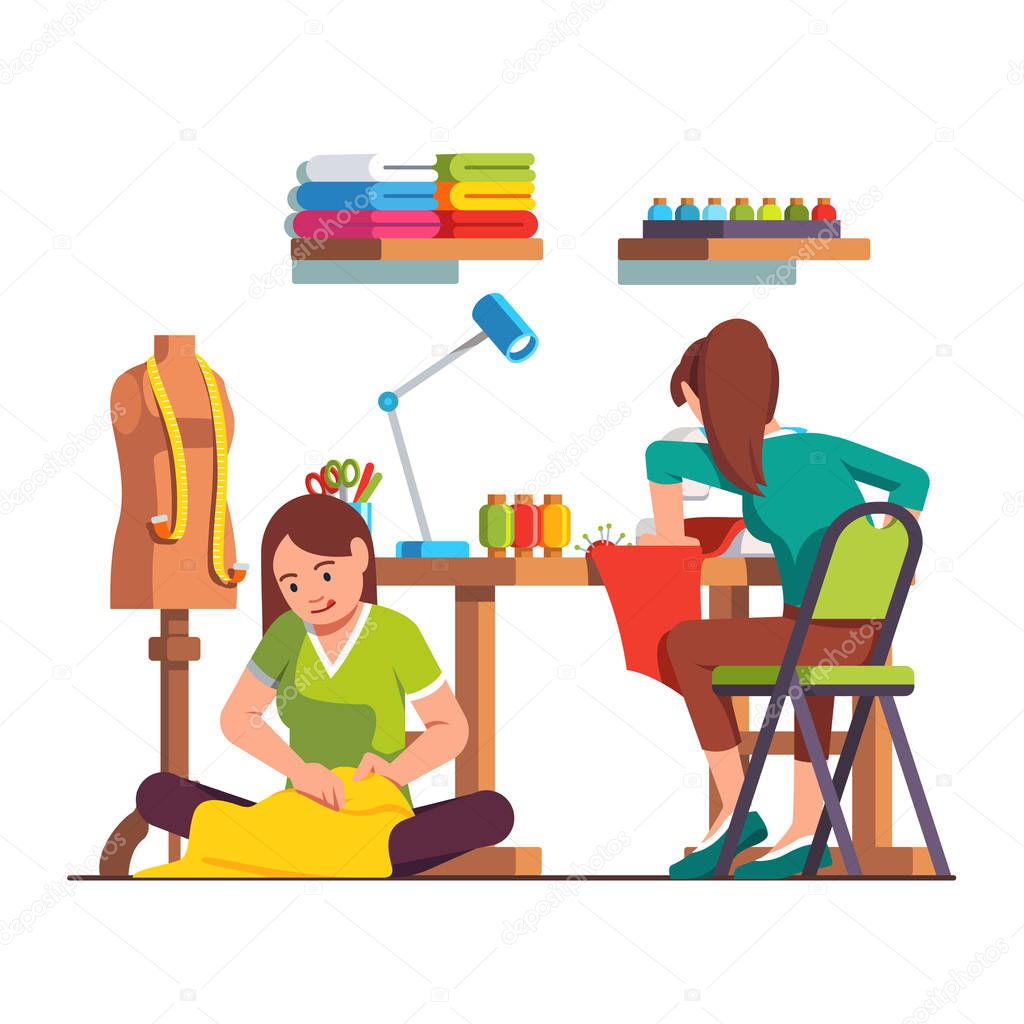 Mujer costura modista, costurera de trabajo 2023