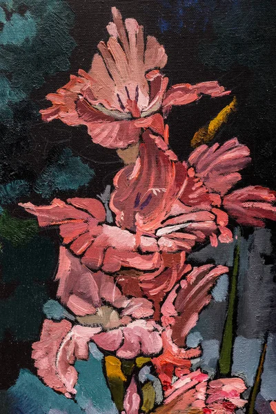 painting still life oil texture, irises impressionism art, painted ...