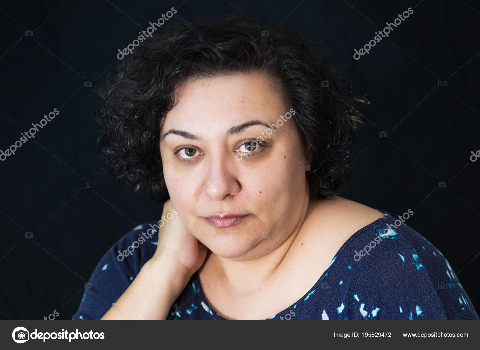 Tired Brunette Woman Tired Expression Holding Her Neck — Stock Photo ...