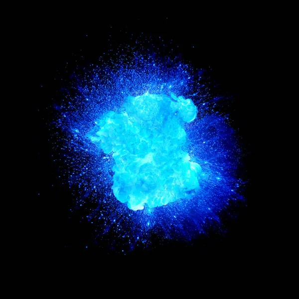 Realistic Fire Explosion Orange Color Blue Cast Sparks Isolated Black ...
