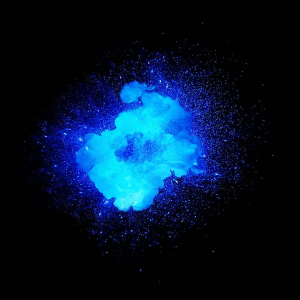 Realistic Blue Explosion Sparks Smoke Isolated Black Background Stock ...