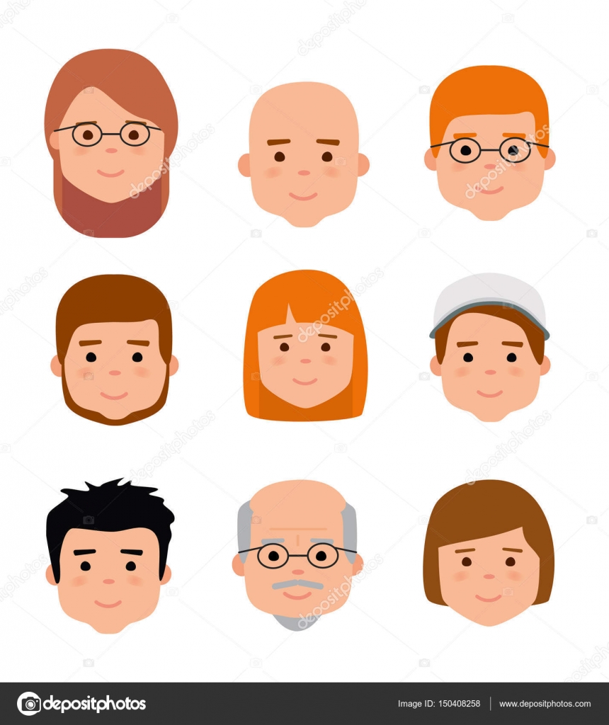 Iconos Avatar. Generaciones de personas a diferentes edades . Vector de ...