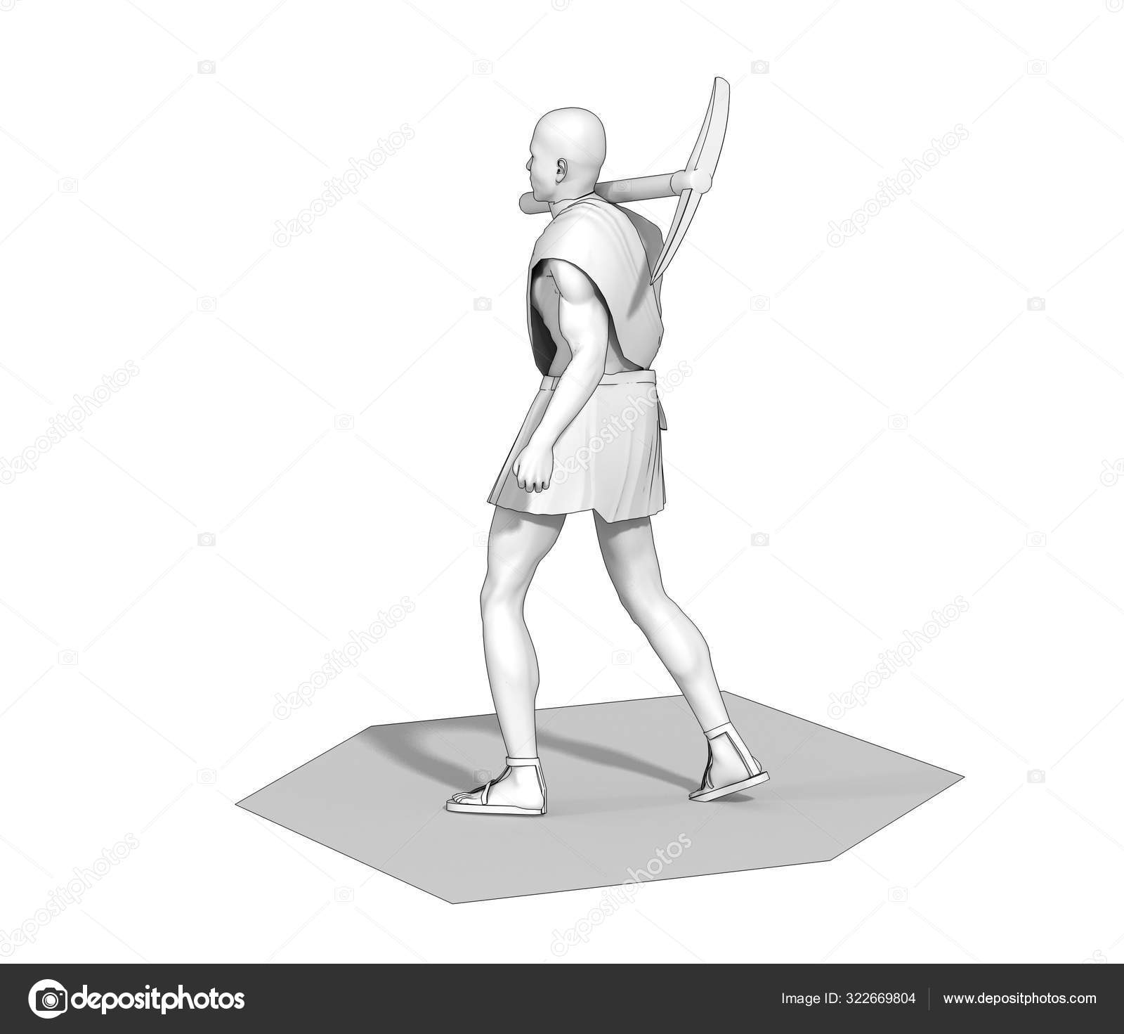 Grey Model Ancient Worker Stone Axe — Stock Photo © vad_1 #322669804