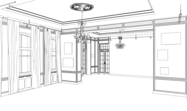 Dining Room Perspective Drawing