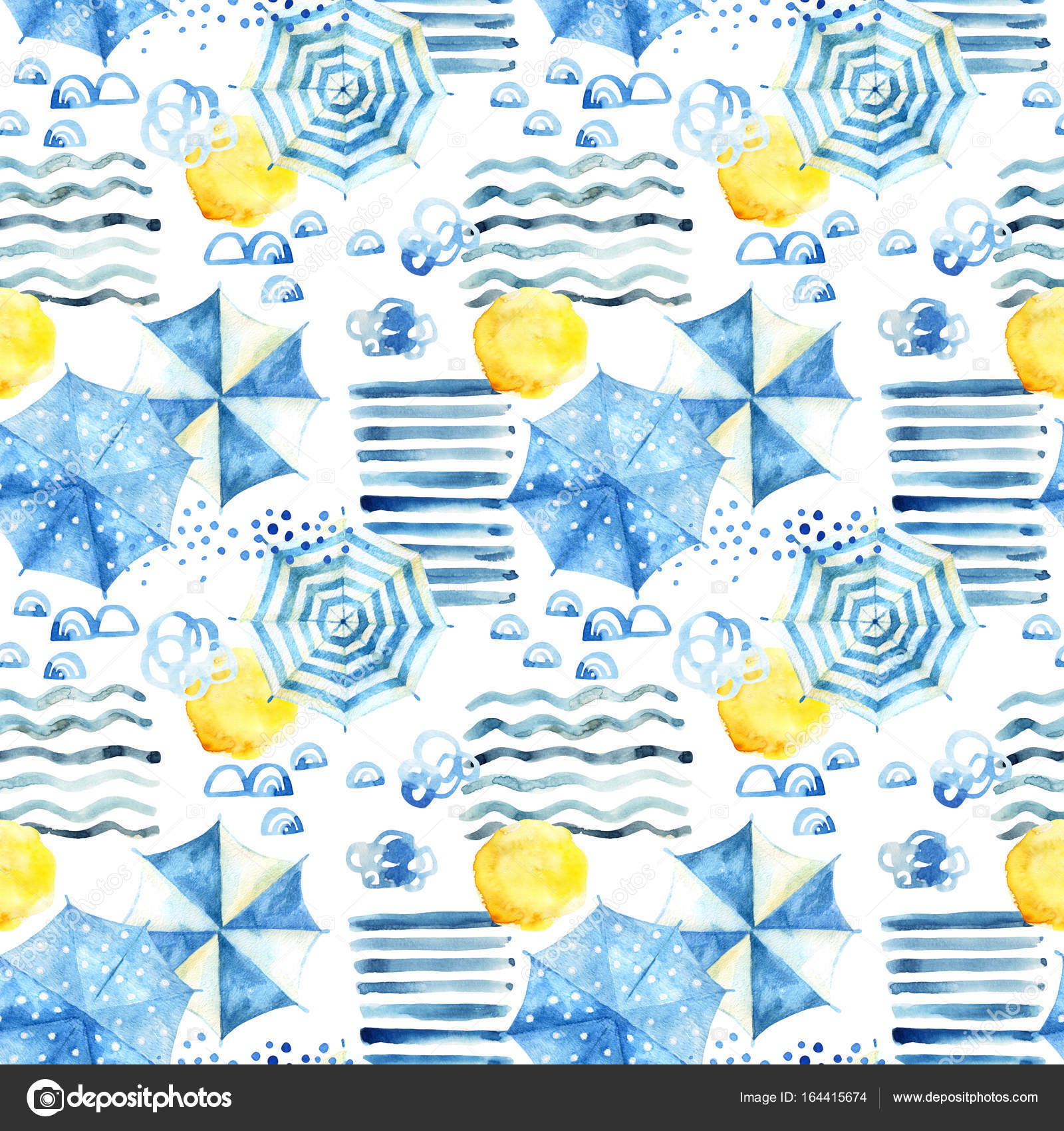 Abstract Watercolor Beach Background Stylized Summer Vacation Seamless ...