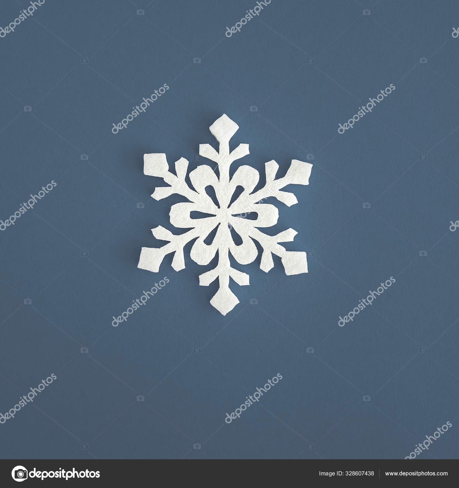 Christmas holidays composition, top view white snowflakes decoration on ...