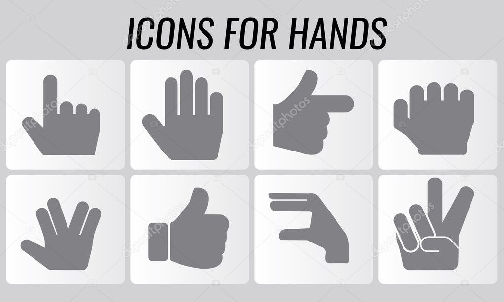 Ilustrado vector símbolo en forma de manos iconos conjunto 2023