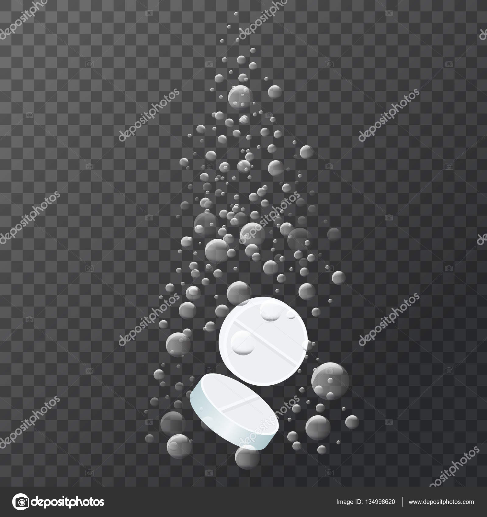 Soluble drug with fizzy trace isolated on transparent background. Stock ...