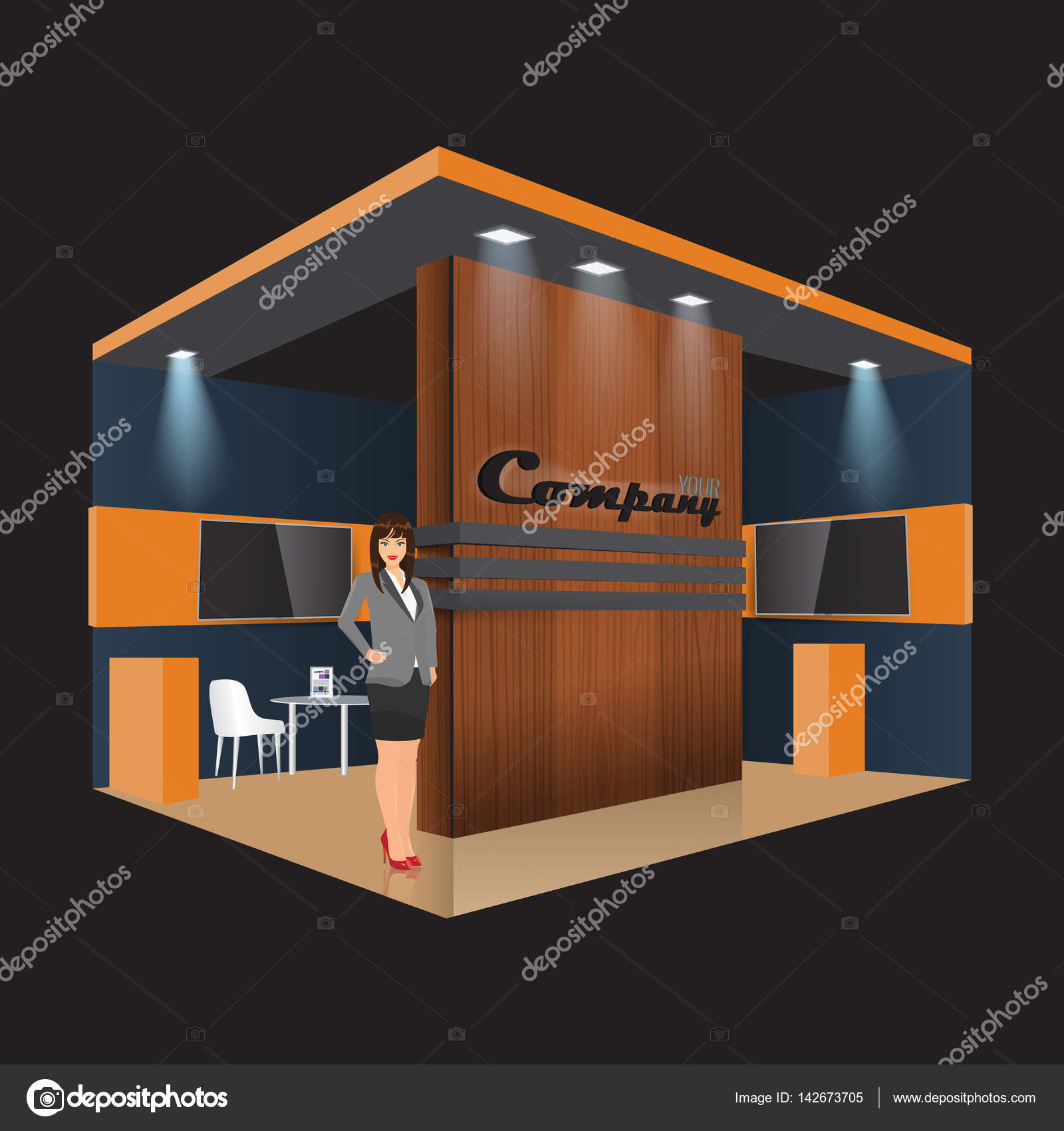Creative exhibition stand design. Booth template. Corporate identity ...