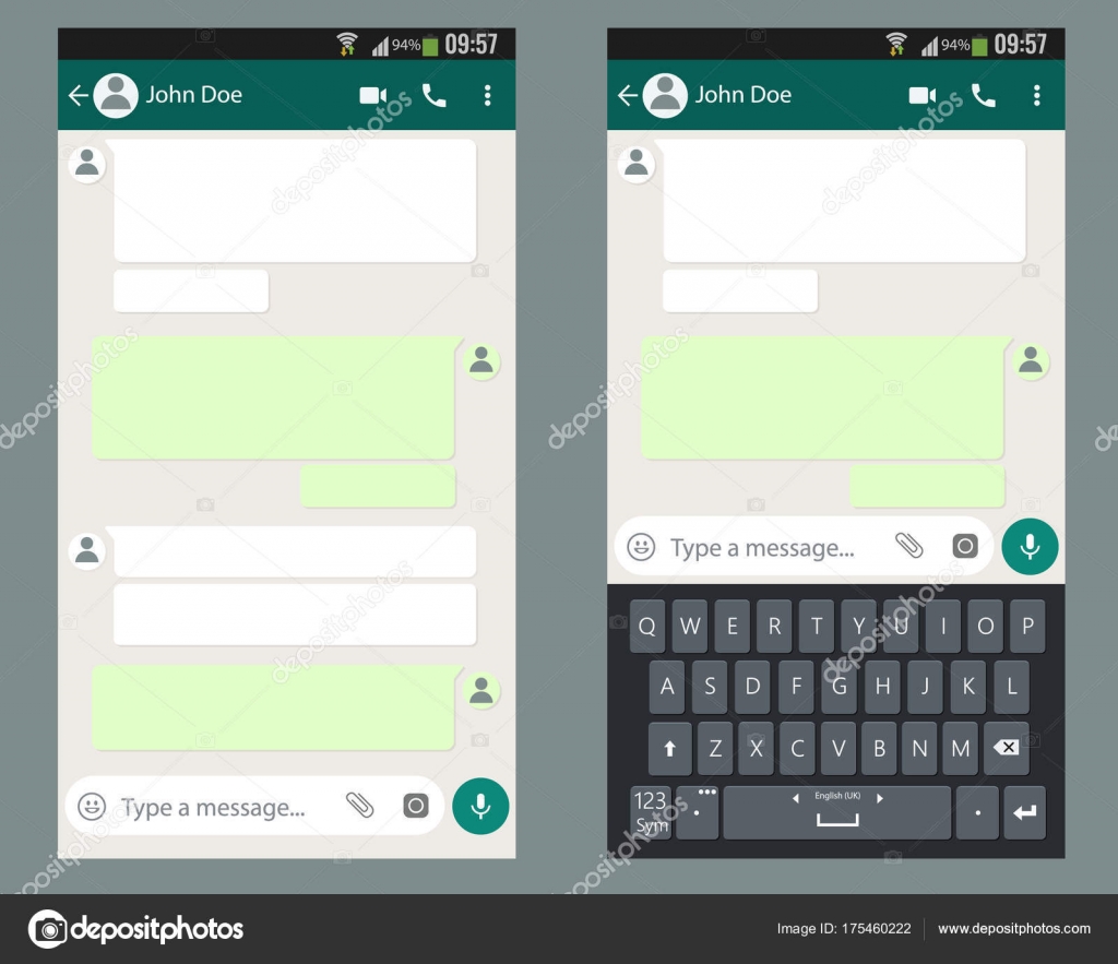 Mobile UI kit Chat app with mobile keyboard template on smartphone ... Mobile UI kit Chat app with mobile keyboard template on smartphone ...