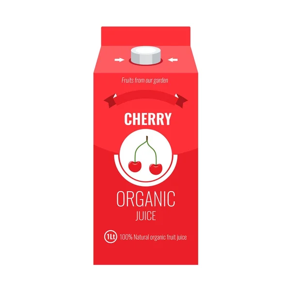 Red apple juice box package with solid and flat color design style ...