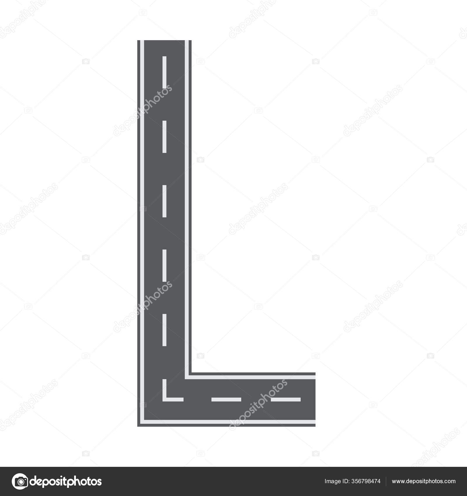 L letter for Road or street font. Flat and solid color vector ...