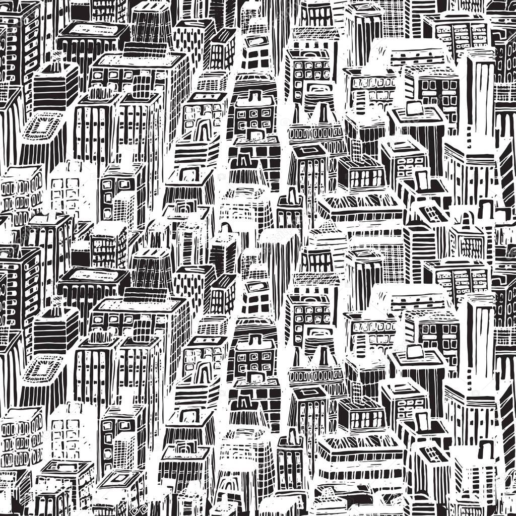 Hand drawn seamless pattern with big city New York Stock Vector Image ...