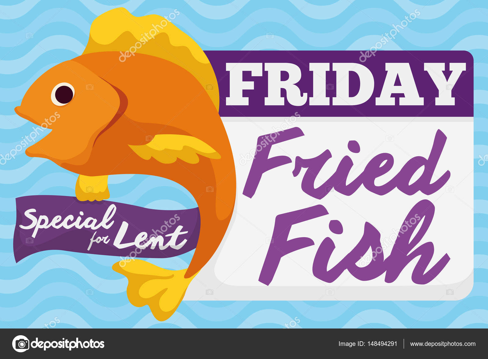 Special Fried Fish Menu for Friday in Lent Celebration, Vector ...