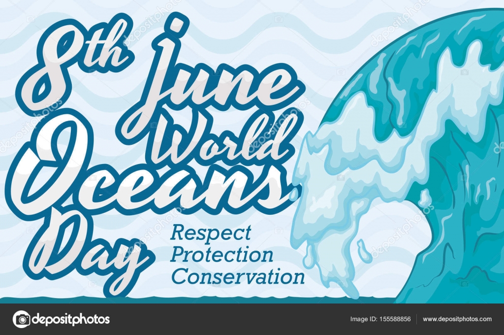 Impressive Wave Design For World Oceans Day Celebration Vector