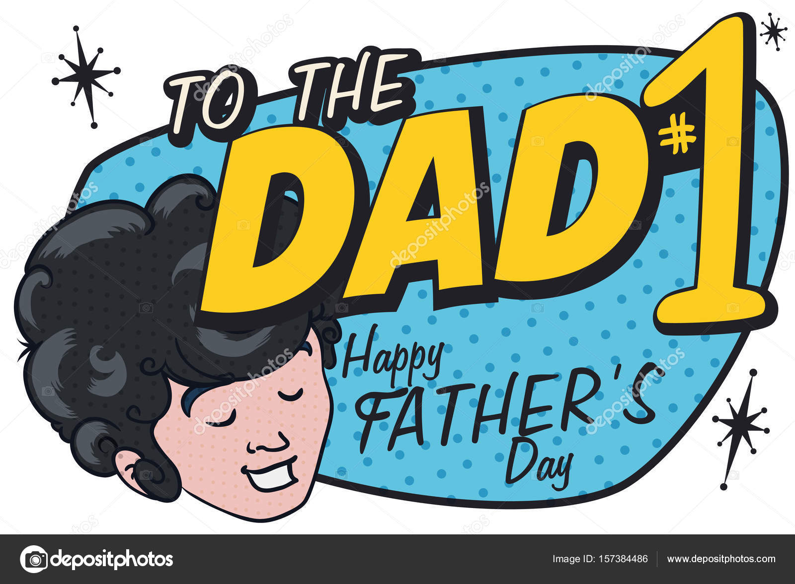 Retro Poster with Number one Young Dad for Father's Day, Vector ...