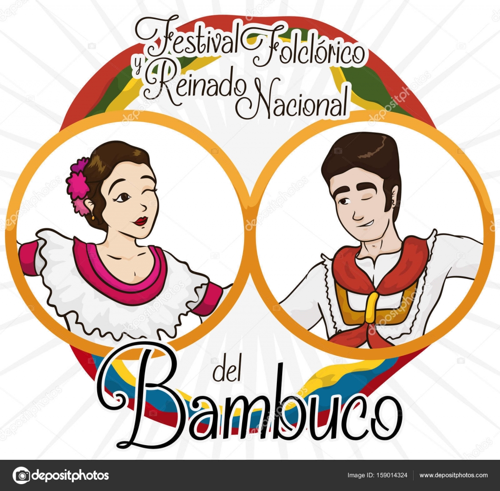 Traditional Colombian Bambuco Dancers and Flags for Folkloric Festival ...